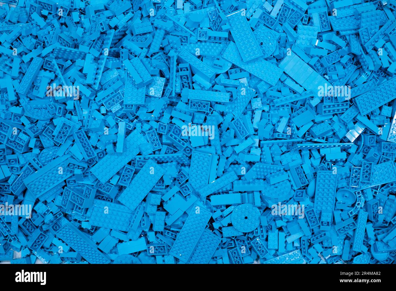 Blue plastic building blocks. Full frame Stock Photo - Alamy