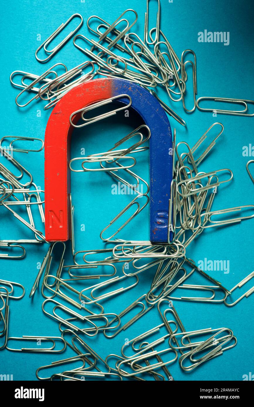 View of a red and blue magnet horseshoe on a green surface Stock Photo ...