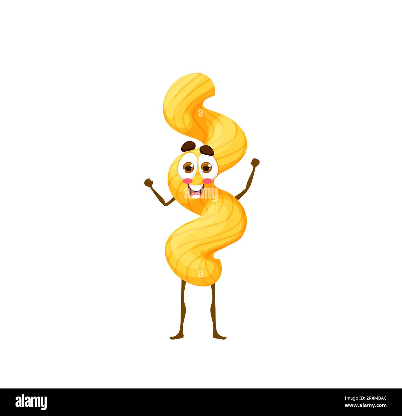 Cartoon cavatappi pasta character. Isolated vector comic noodle dish ...