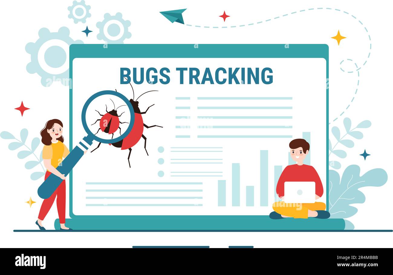 Bug Tracking Vector Illustration with Mobile Phone Protection from ...