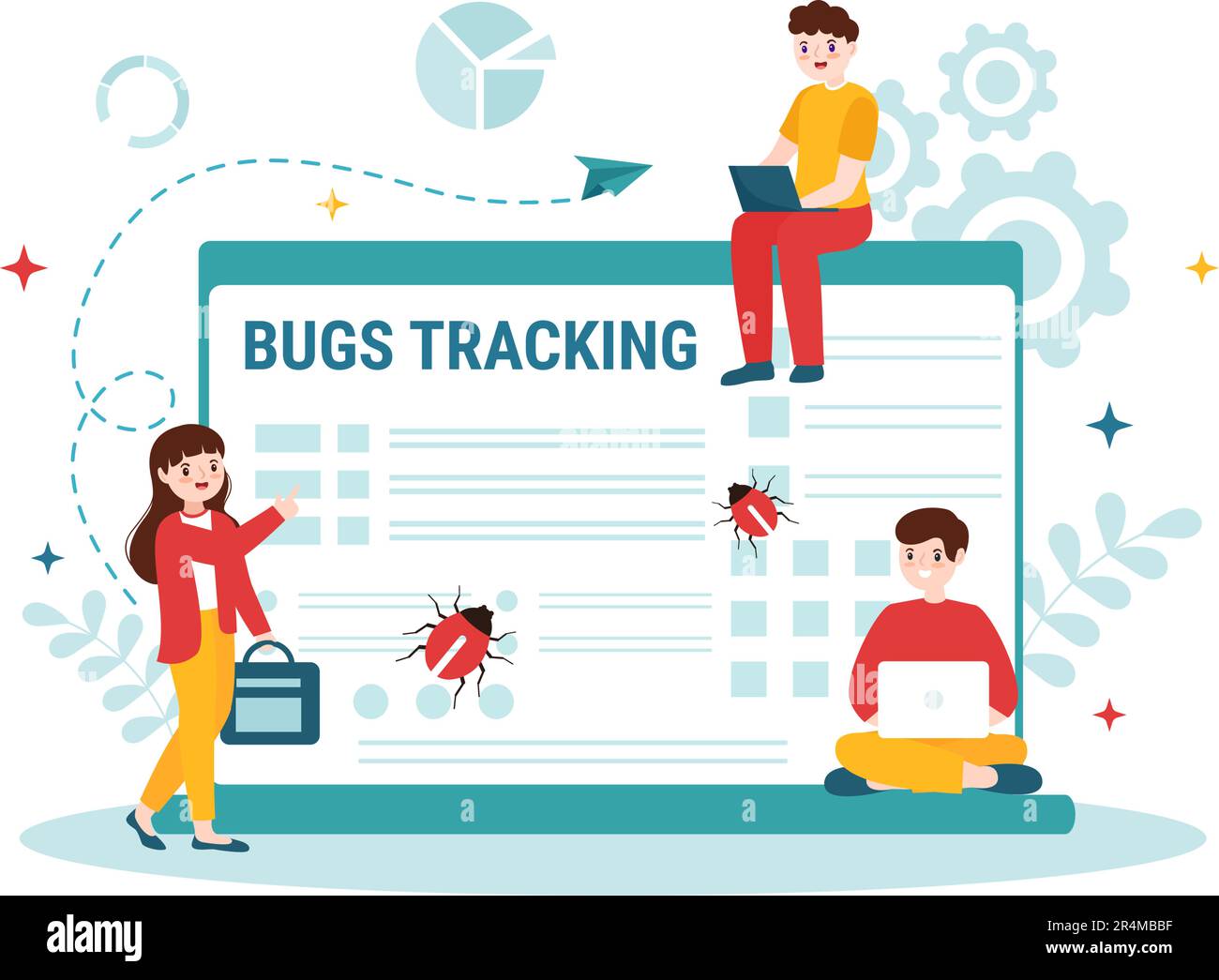 Bug Tracking Vector Illustration with Mobile Phone Protection from ...