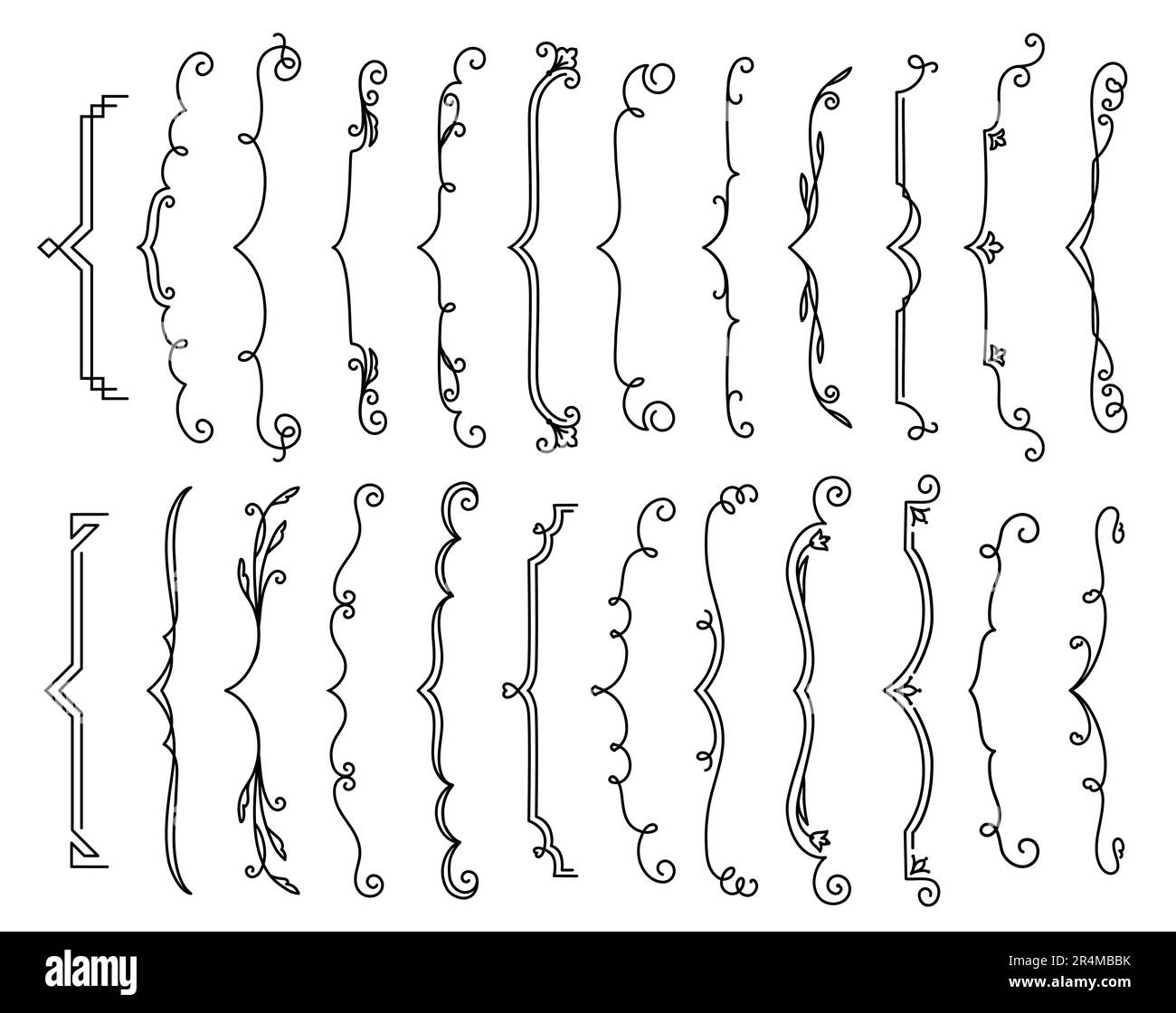 Parenthesis border. Hand drawn calligraphic frames, curly line art ... Parenthesis border. Hand drawn calligraphic frames, curly line art ...