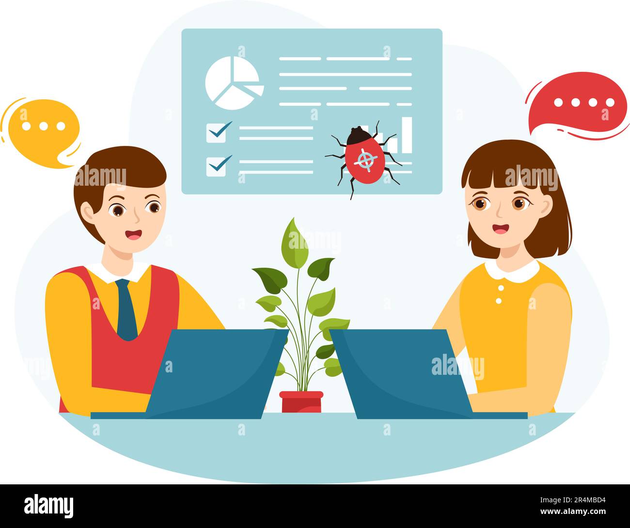 Bug Tracking Vector Illustration with Mobile Phone Protection from ...