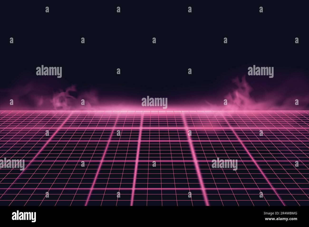 Wireframe perspective grid with pink smoke. Abstract background. Vector ...