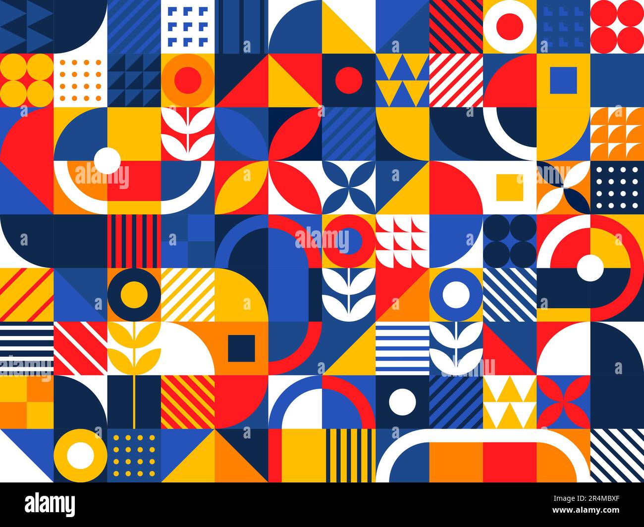Bauhaus modern geometric pattern with vector color shapes. Abstract ...