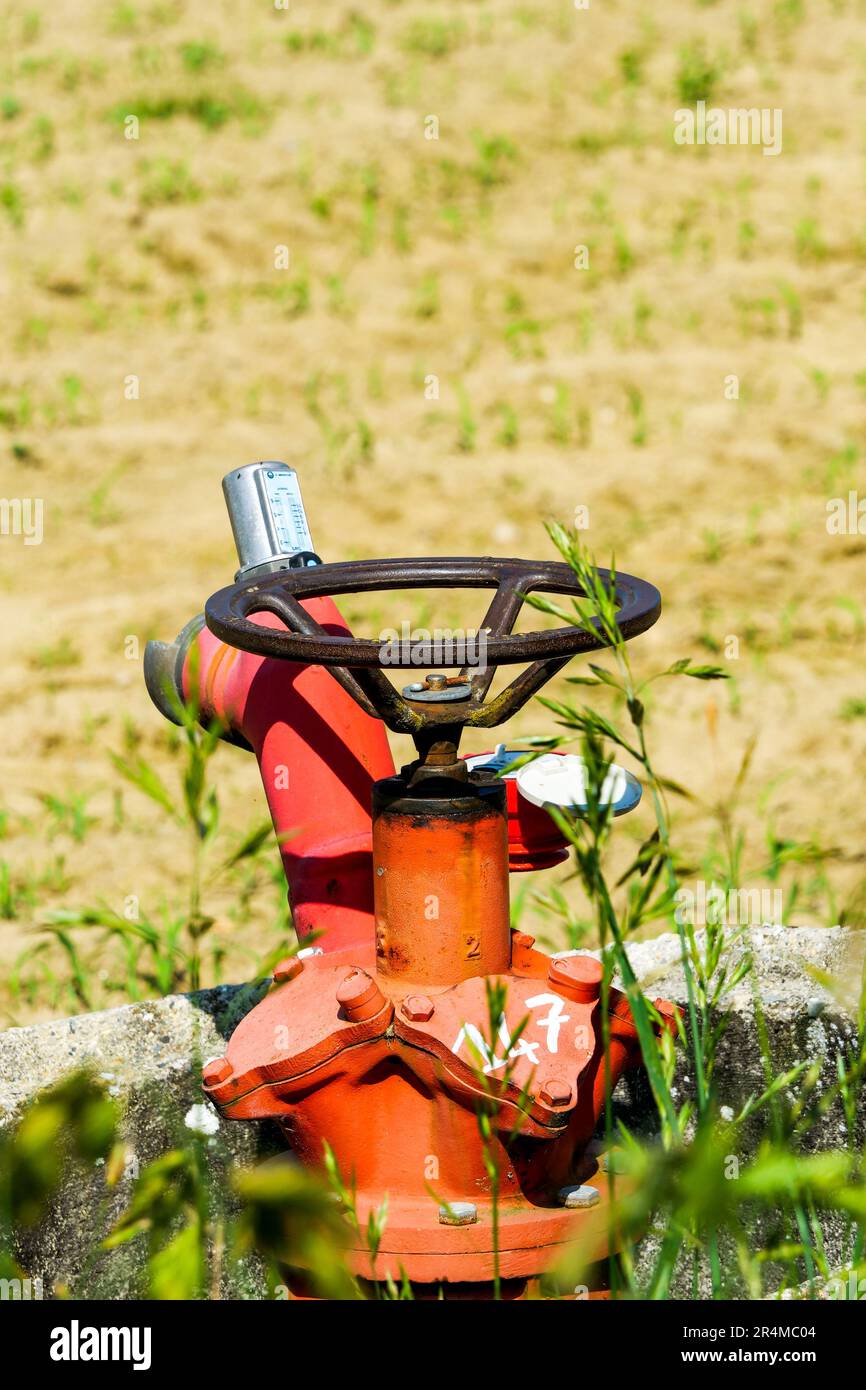 Watering valve in the countryside, Drome department, France Stock Photo ...