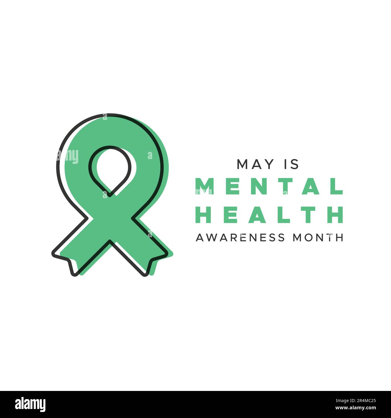 May Is Mental Health Awareness Month Green Awareness Ribbon Vector