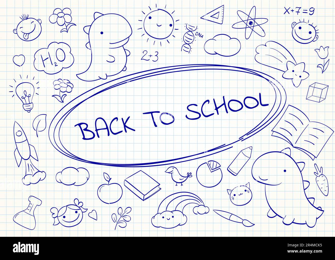 Back to school. Set of cute hand drawn sketches. Collection of funny ...