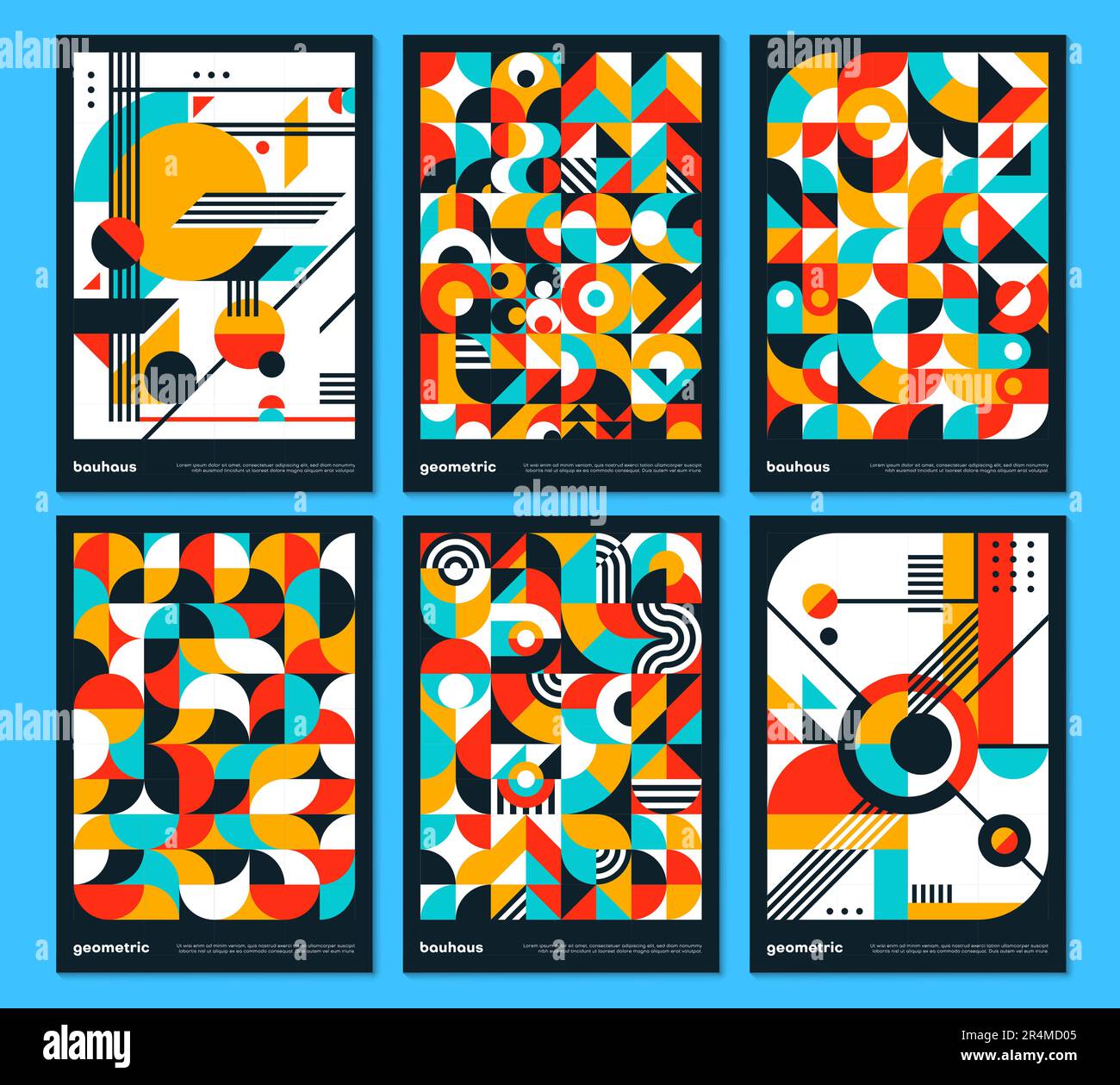 geometric Bauhaus posters, abstract patterns. Geometrical shape ...