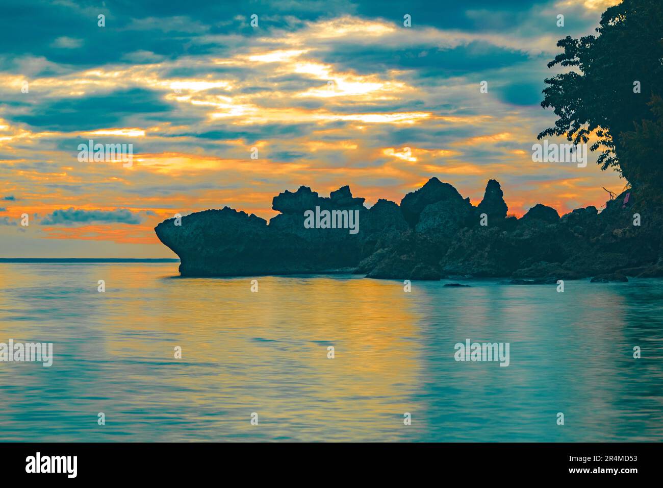 Beach Landscape with rock formation during sunrise on Sumurtiga beach ...