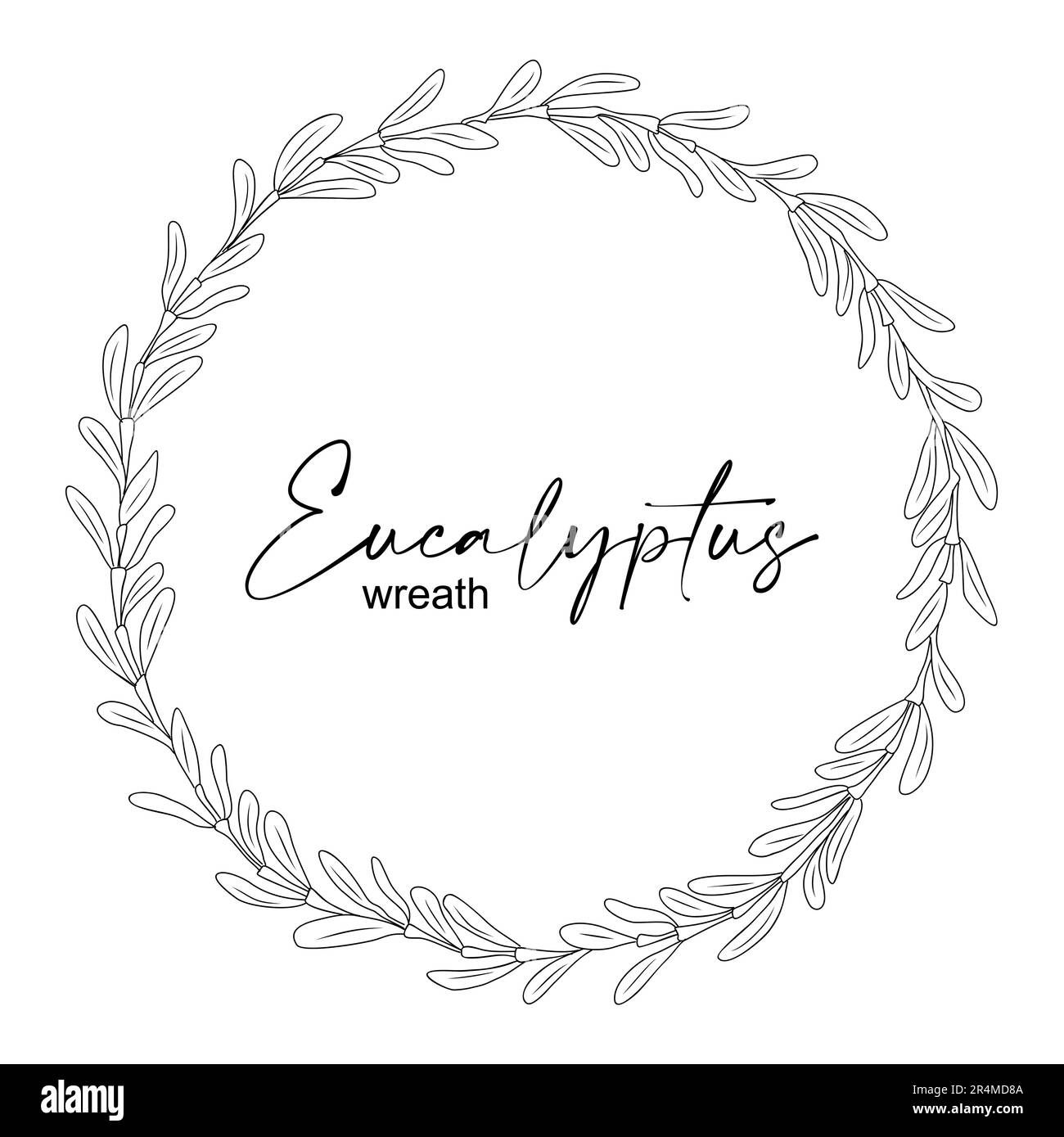 Hand drawn eucalyptus wreath line art vector Stock Vector Image & Art ...