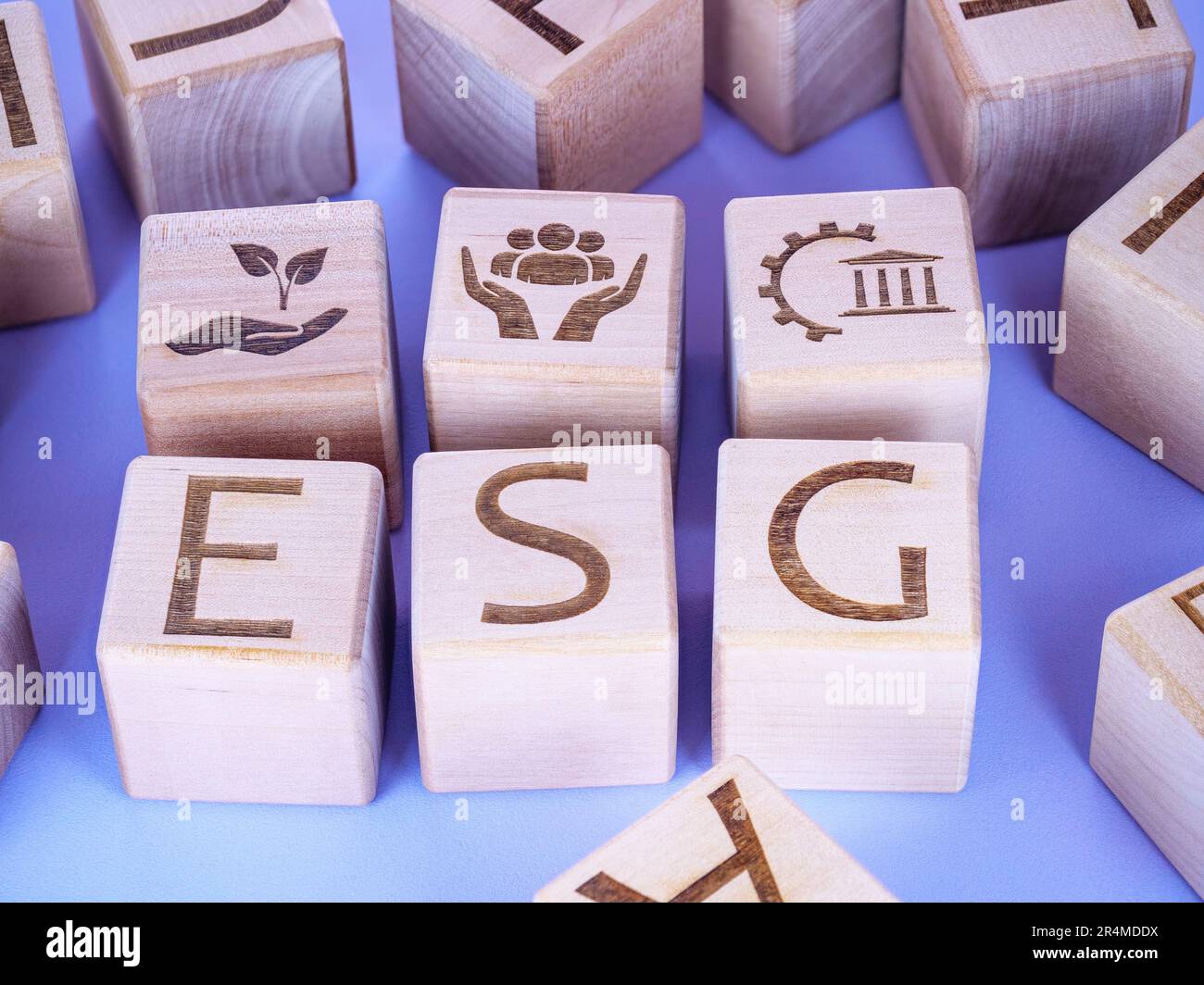 ESG symbols on wooden cubes as a concept of company governance ...