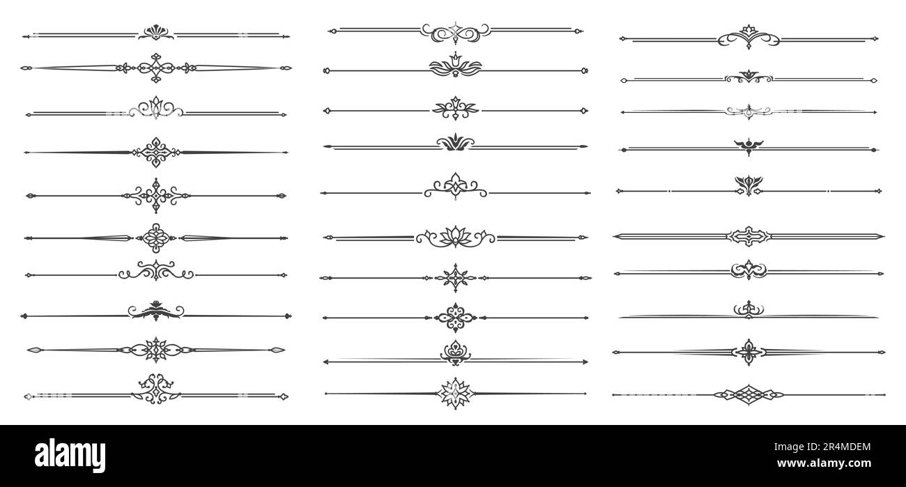 Vintage dividers, flourish borders and frame lines with vector floral ...