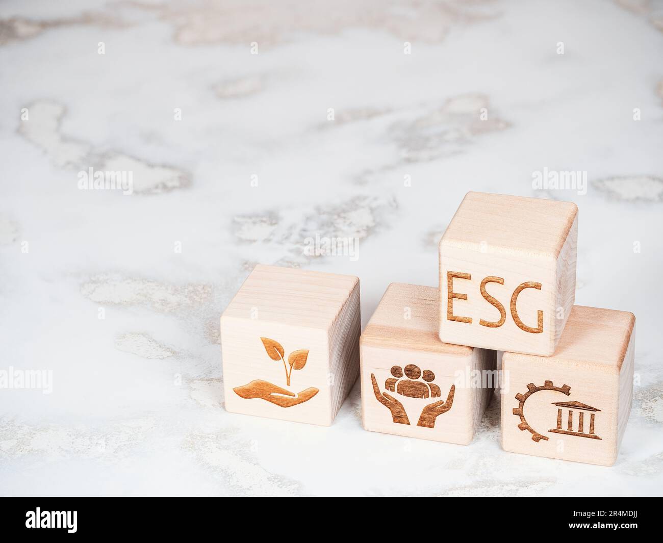 ESG criteria symbols on wooden cubes as a concept of corporate business ...