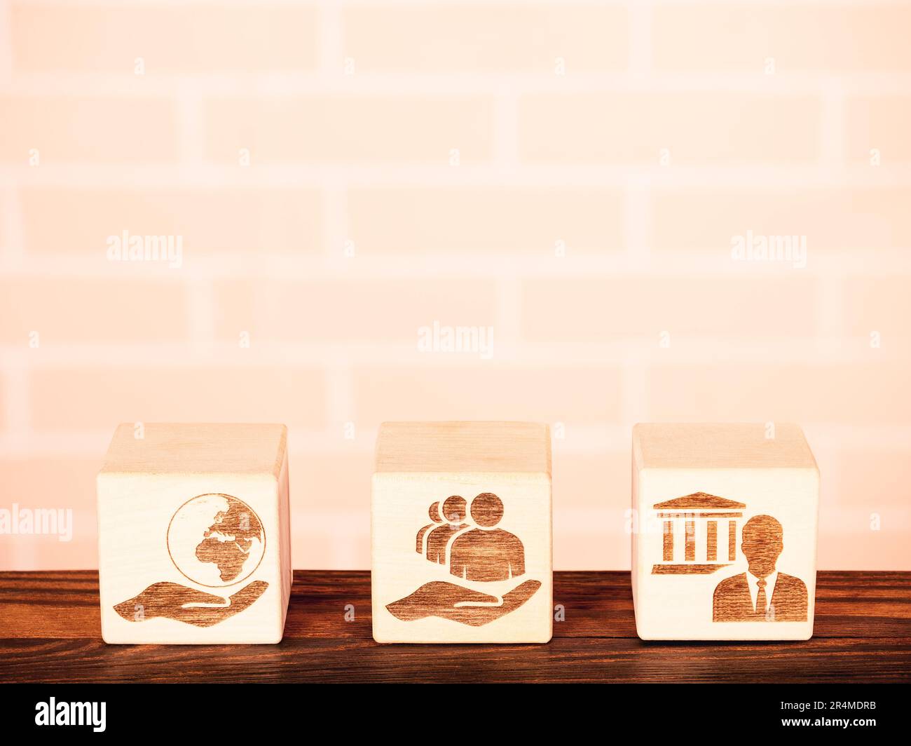 ESG symbols on wooden board as a concept of the environmental ...