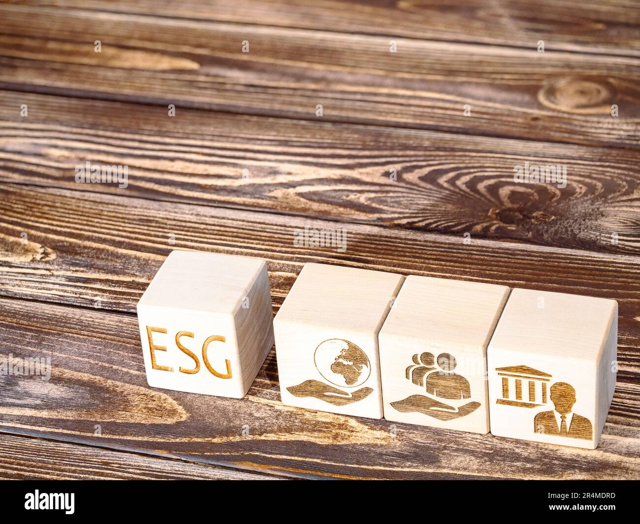 ESG symbols on wooden board as a concept of company governance ...