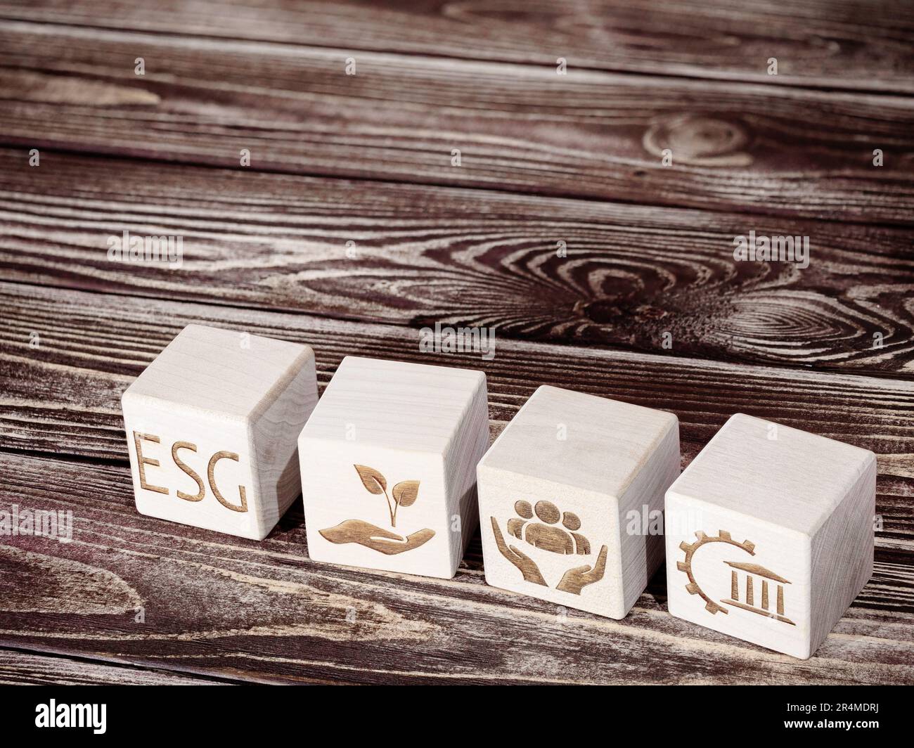 ESG symbols on wooden board as a concept of environmental conservation ...