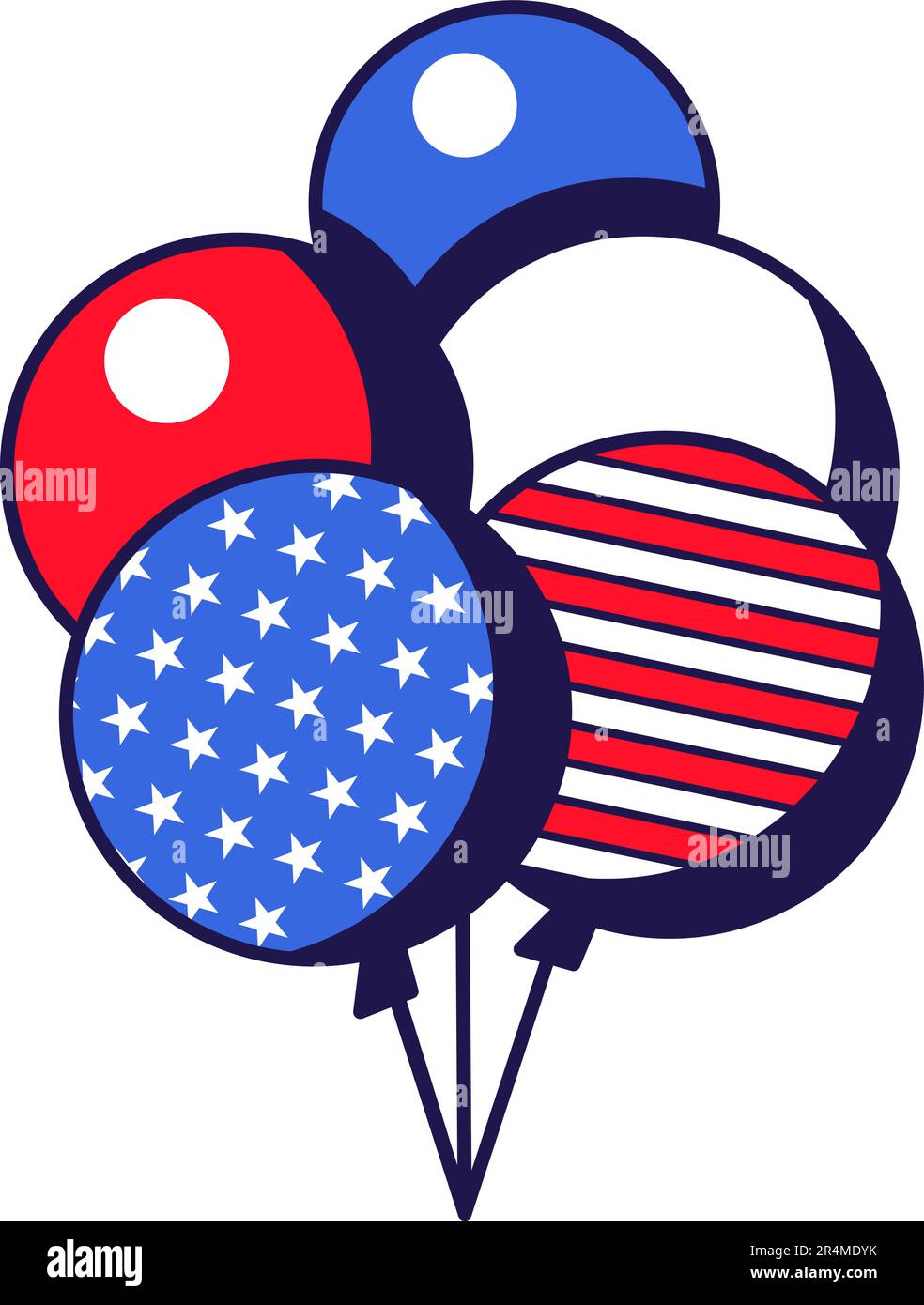 Flying garland of balloons in colors of american flag. Festive element ...