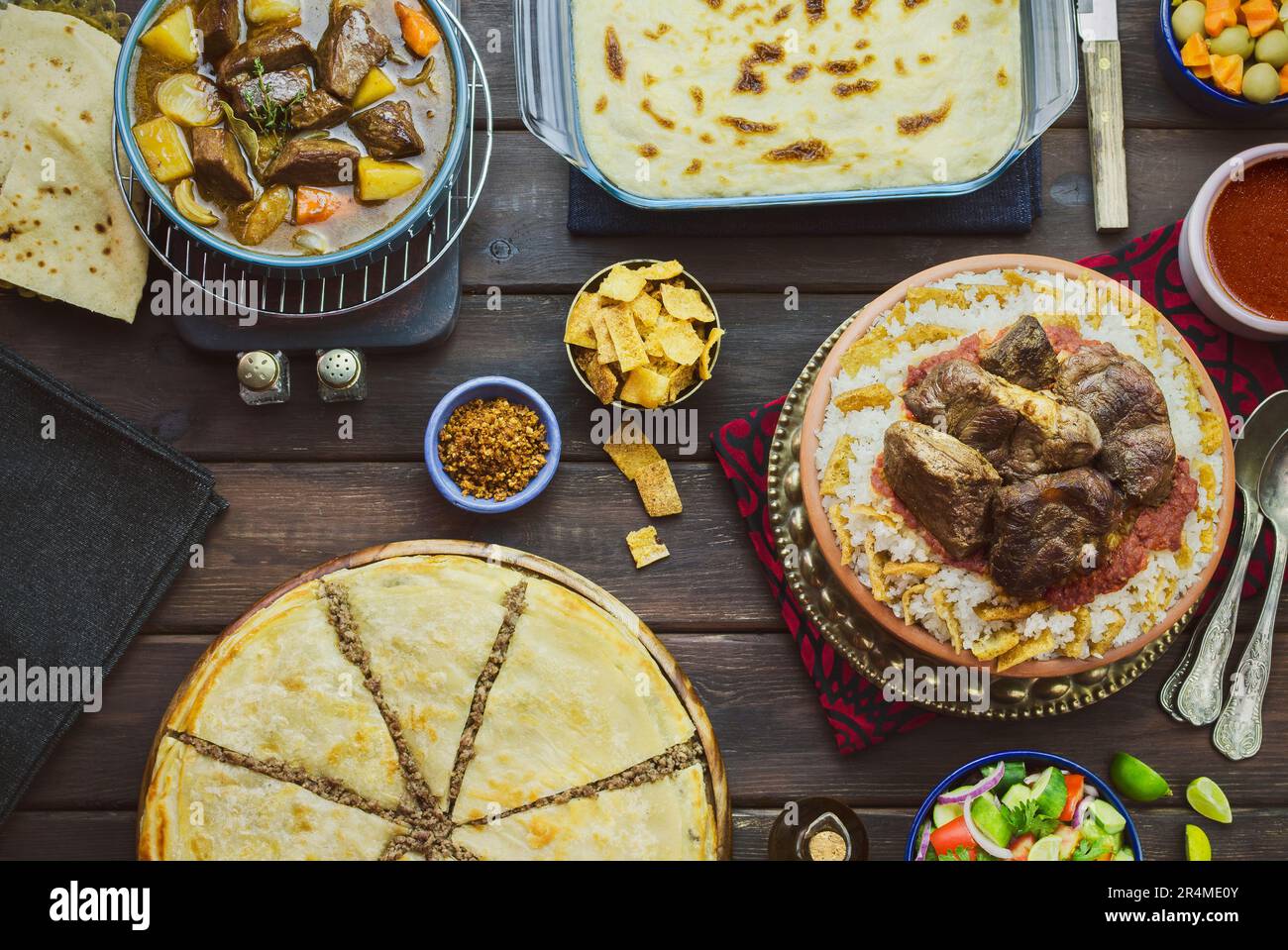 Arabic cuisine; Middle Eastern traditional lunch. It's also a meat ...
