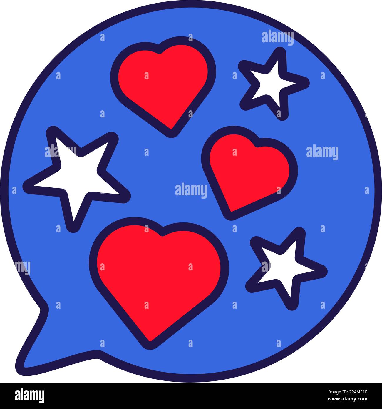 Talking bubble filled with stars and patriotic hearts signs. Festive ...