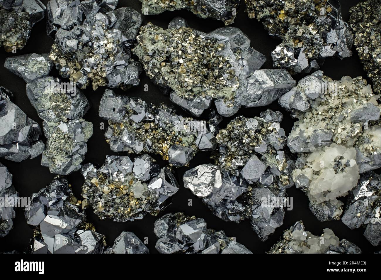 Galena and pyrite macro detail texture background. close-up raw rough ...