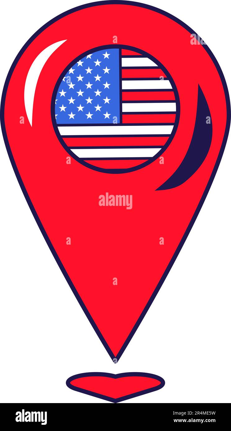 Red pointer on map, geographical landmark, important point at festival ...