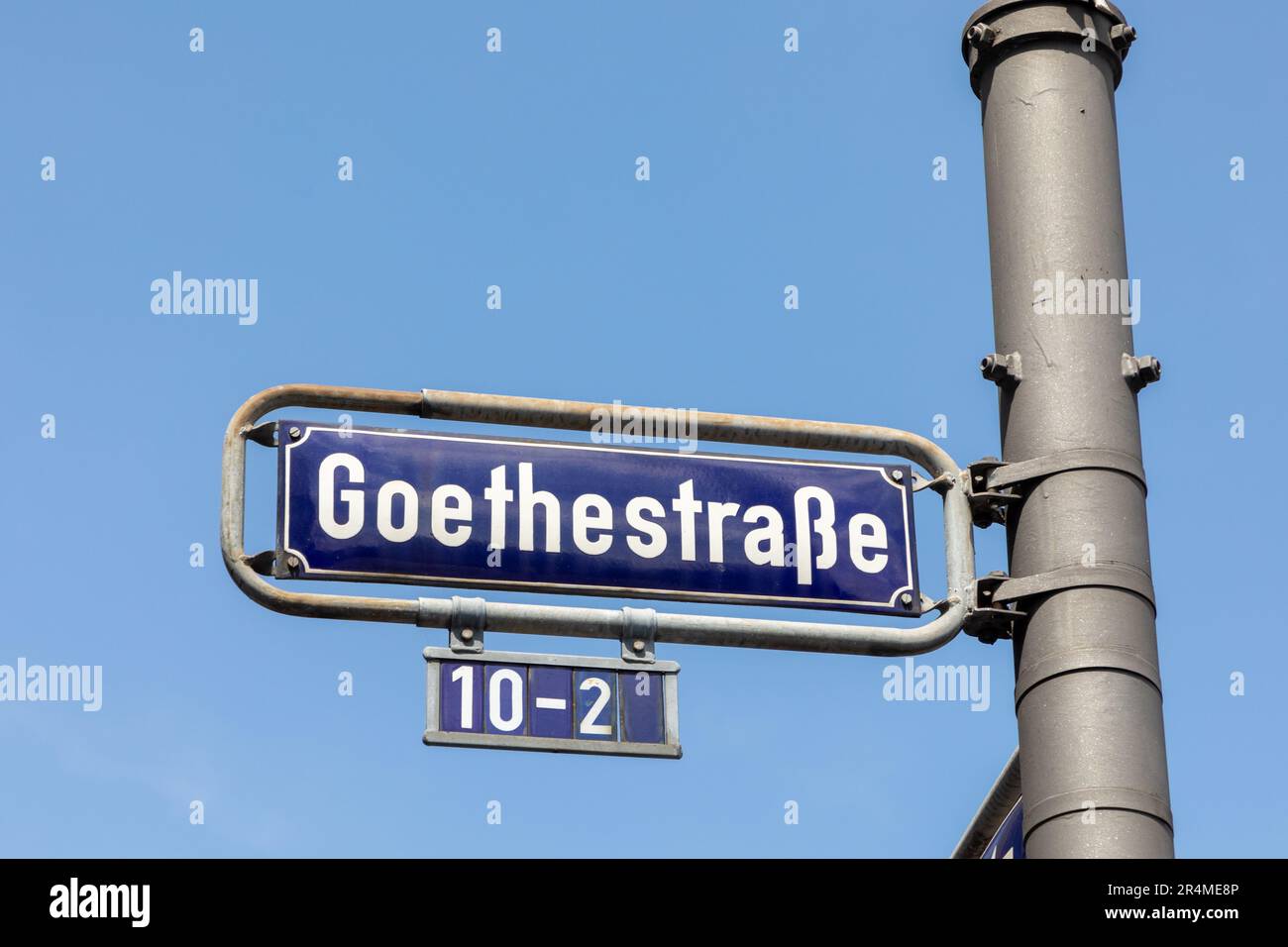 Street name sign Goethestrasse engl: street of Goethe - honors the ...