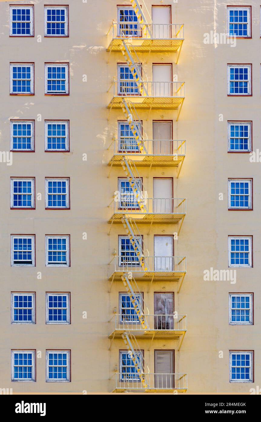 facade of Hotel with fire escape ladder Stock Photo - Alamy