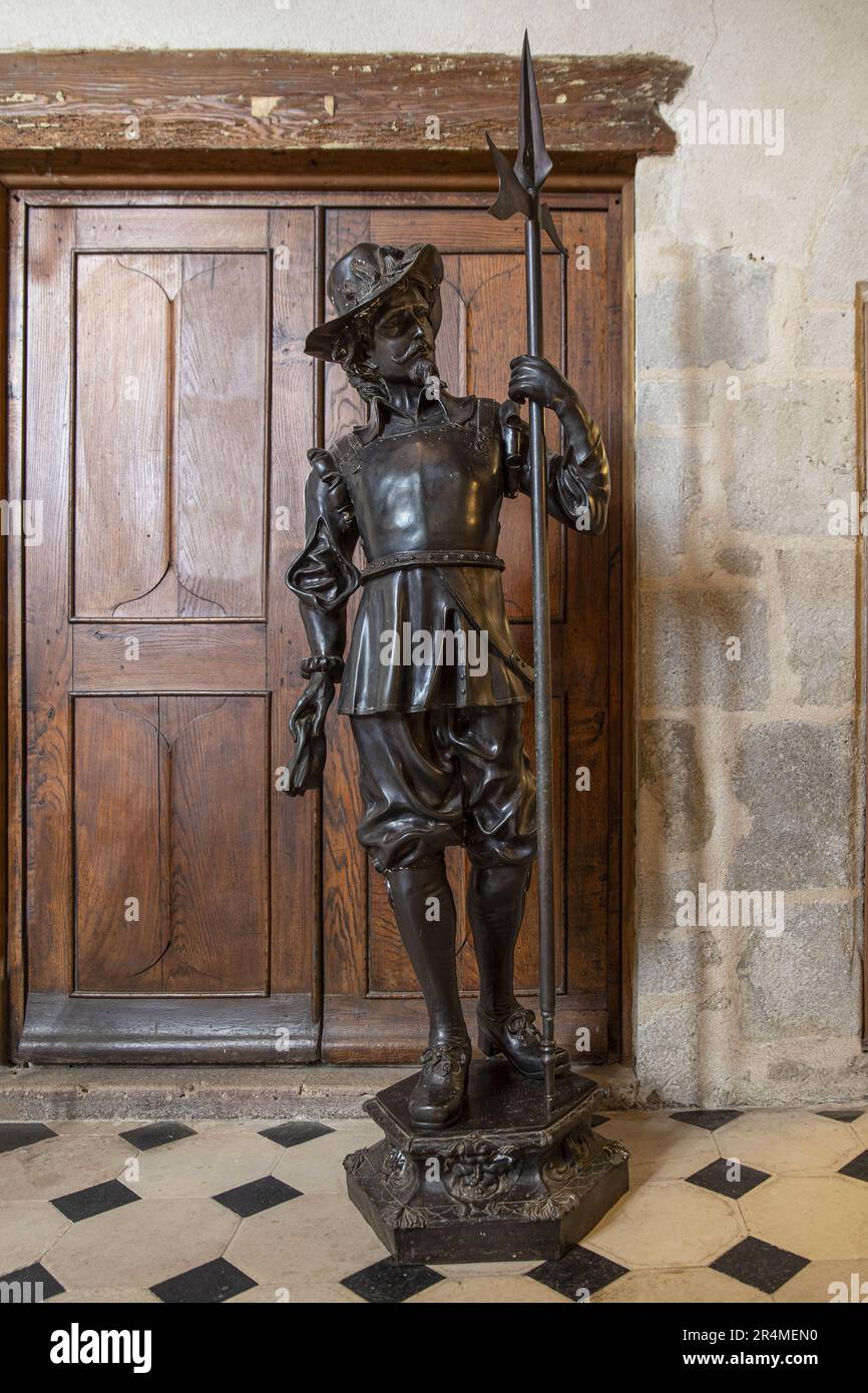 Ancient metal statue of a man in armour from the Middle Ages Stock ...