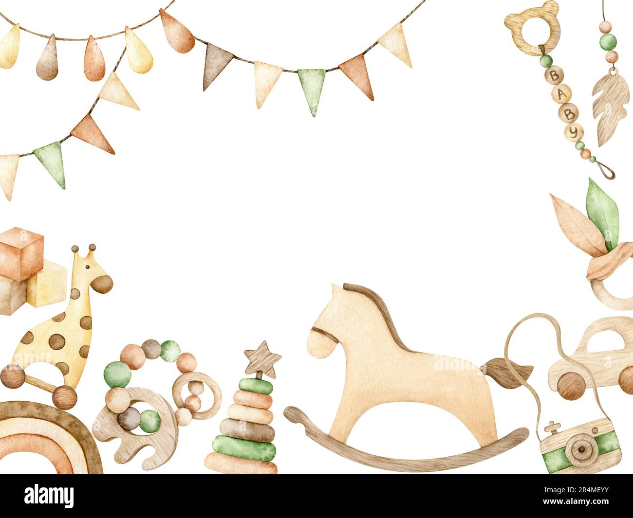 Rectangular frame of childrens wooden toys, newborn teething toy ...