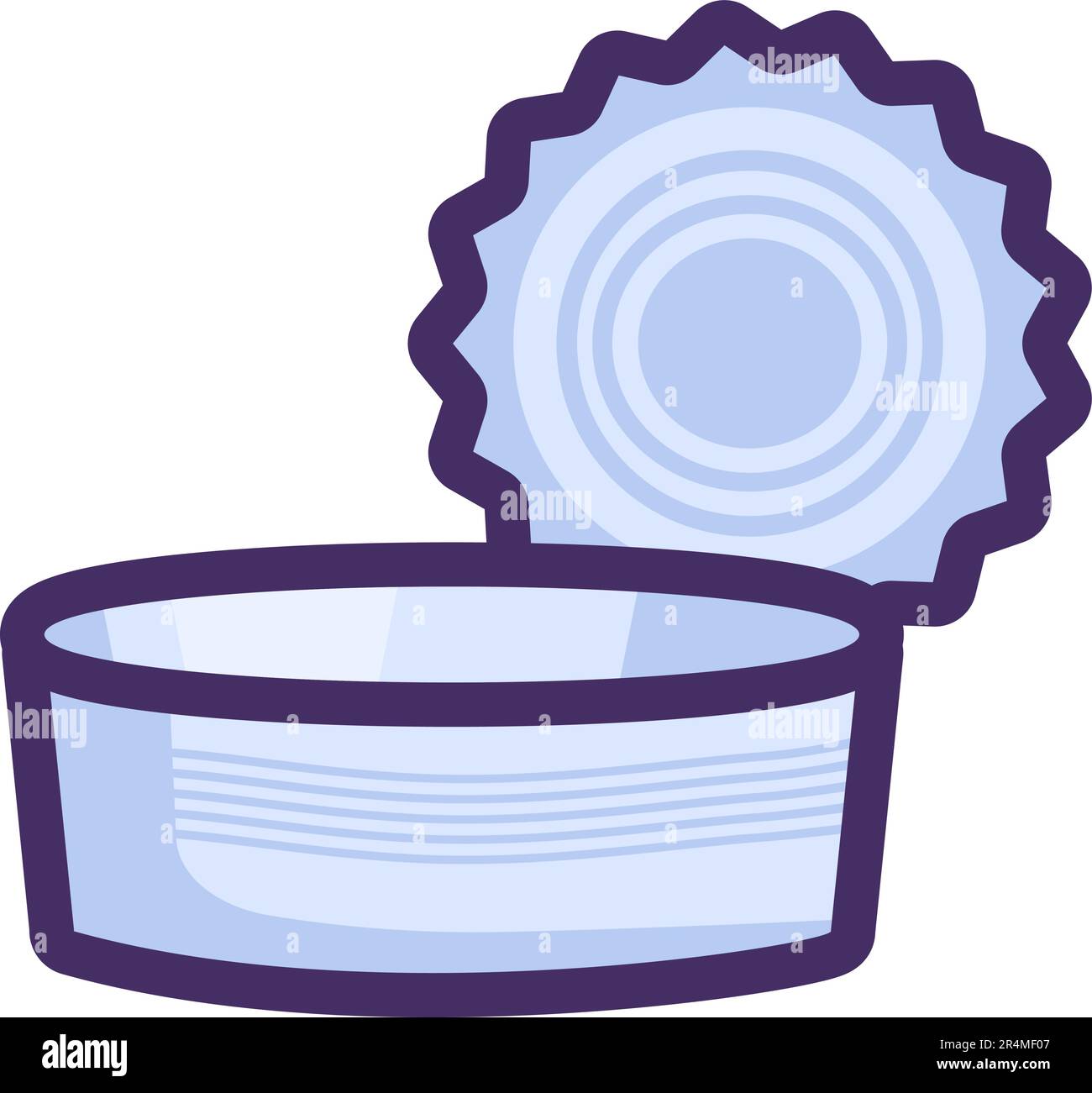 Empty metal tin can with sharp, notched lid. Disposal of food packaging ...