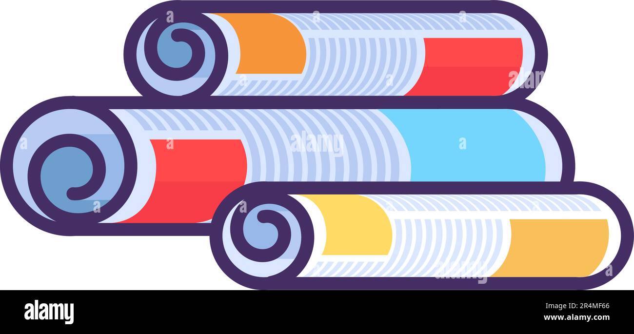Stack of rolled up paper newspapers, illustrated posters and ... Stack of rolled up paper newspapers, illustrated posters and ...