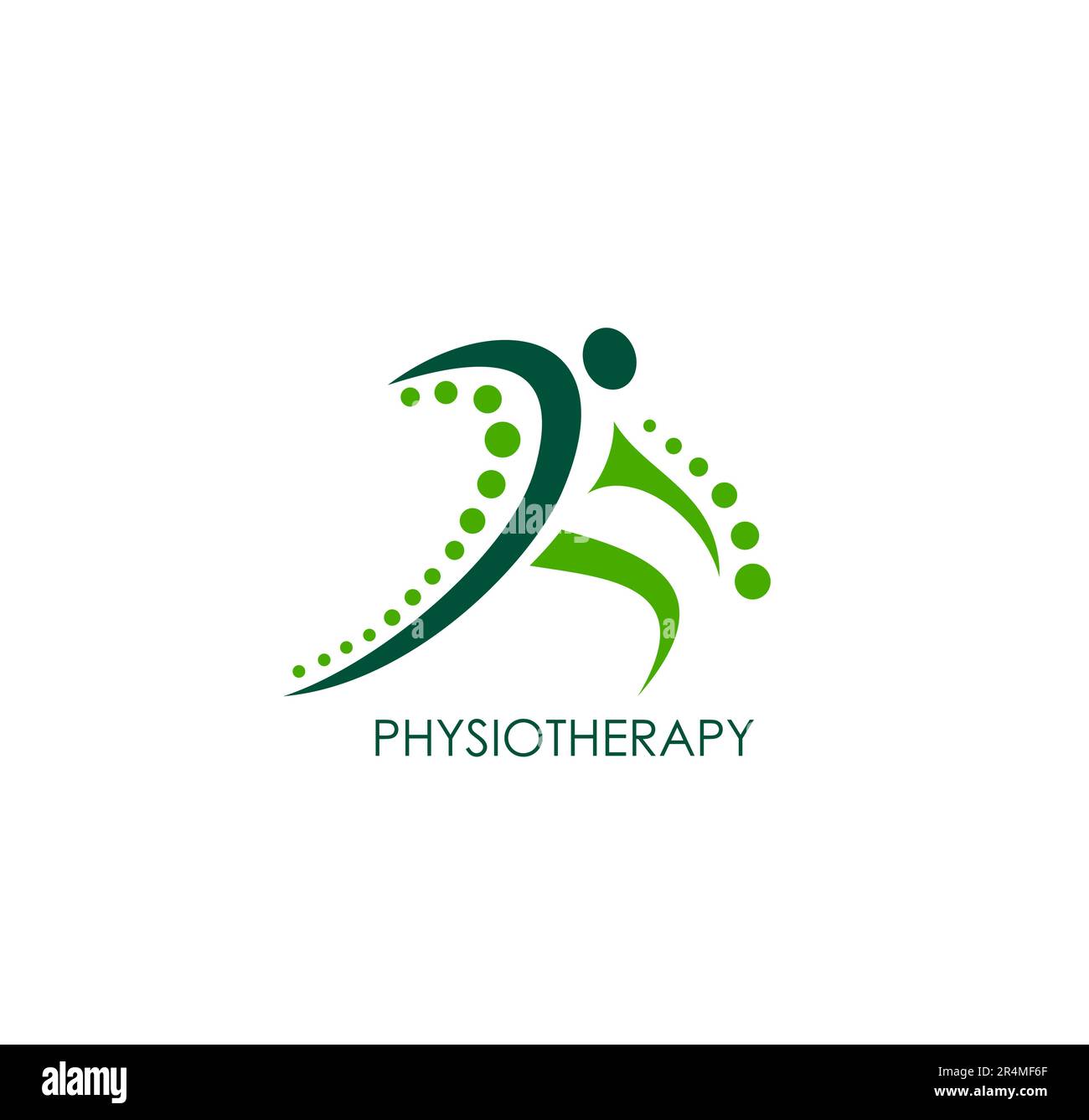 Physiotherapy icon, vector emblem with green healthy human body shape ...