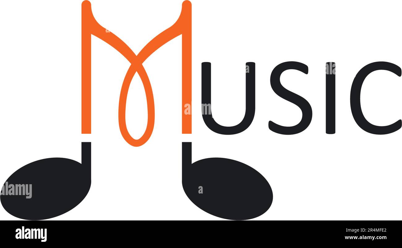 m letter music note icon vector illustration design concept template ...