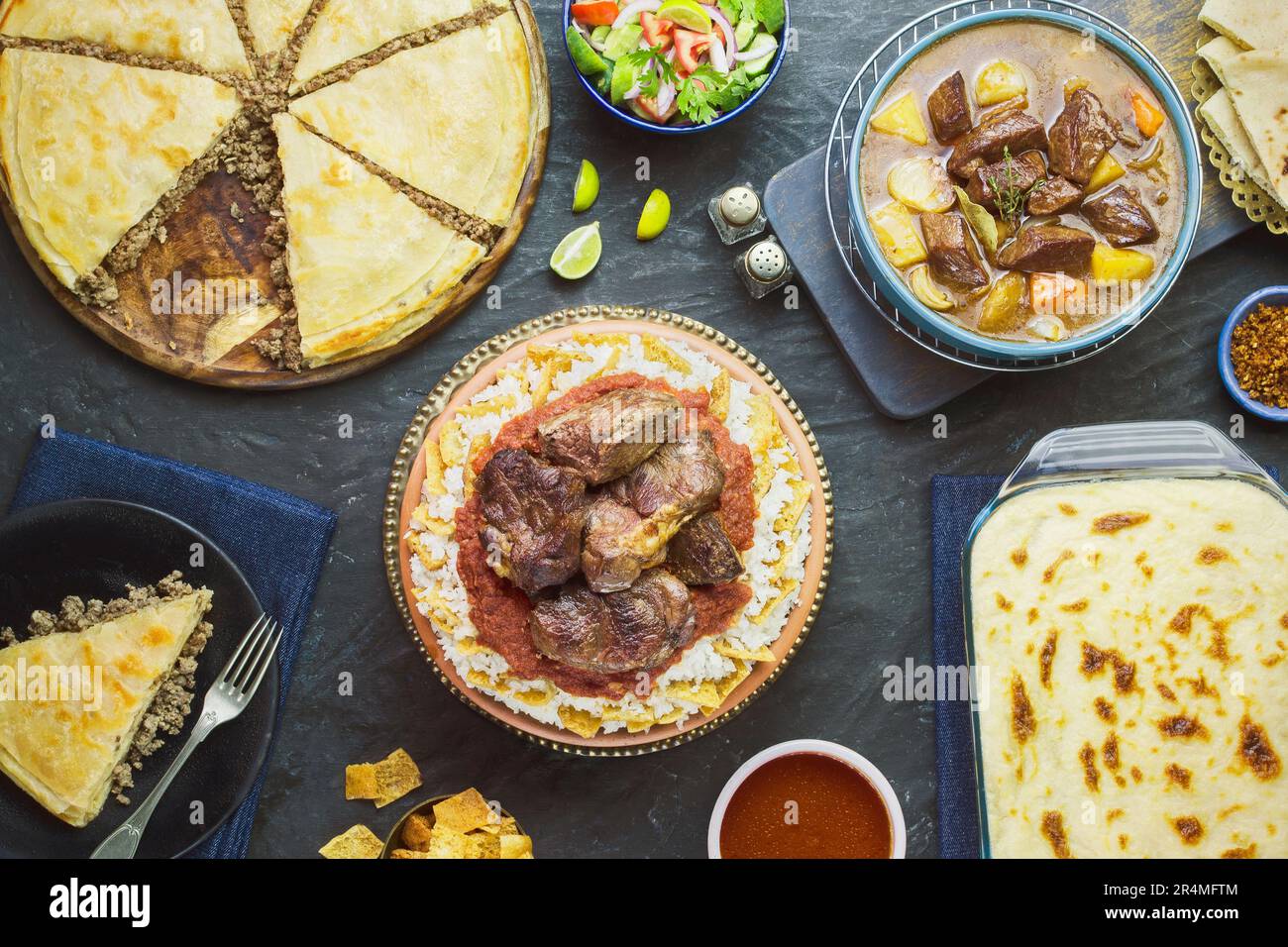 Arabic cuisine; Middle Eastern traditional lunch. It's also a meat ...