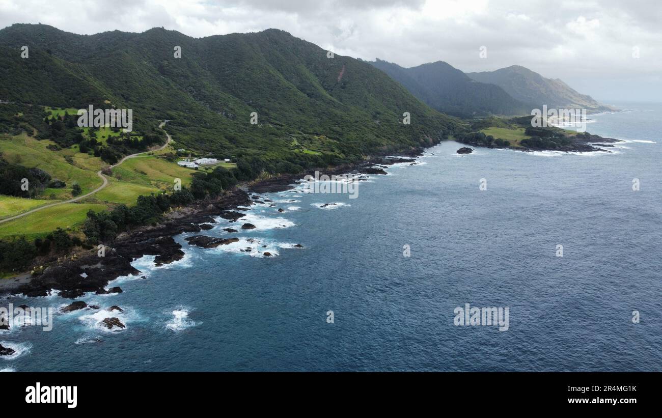 Shore line at Lottin Point, New Zealand Stock Photo - Alamy
