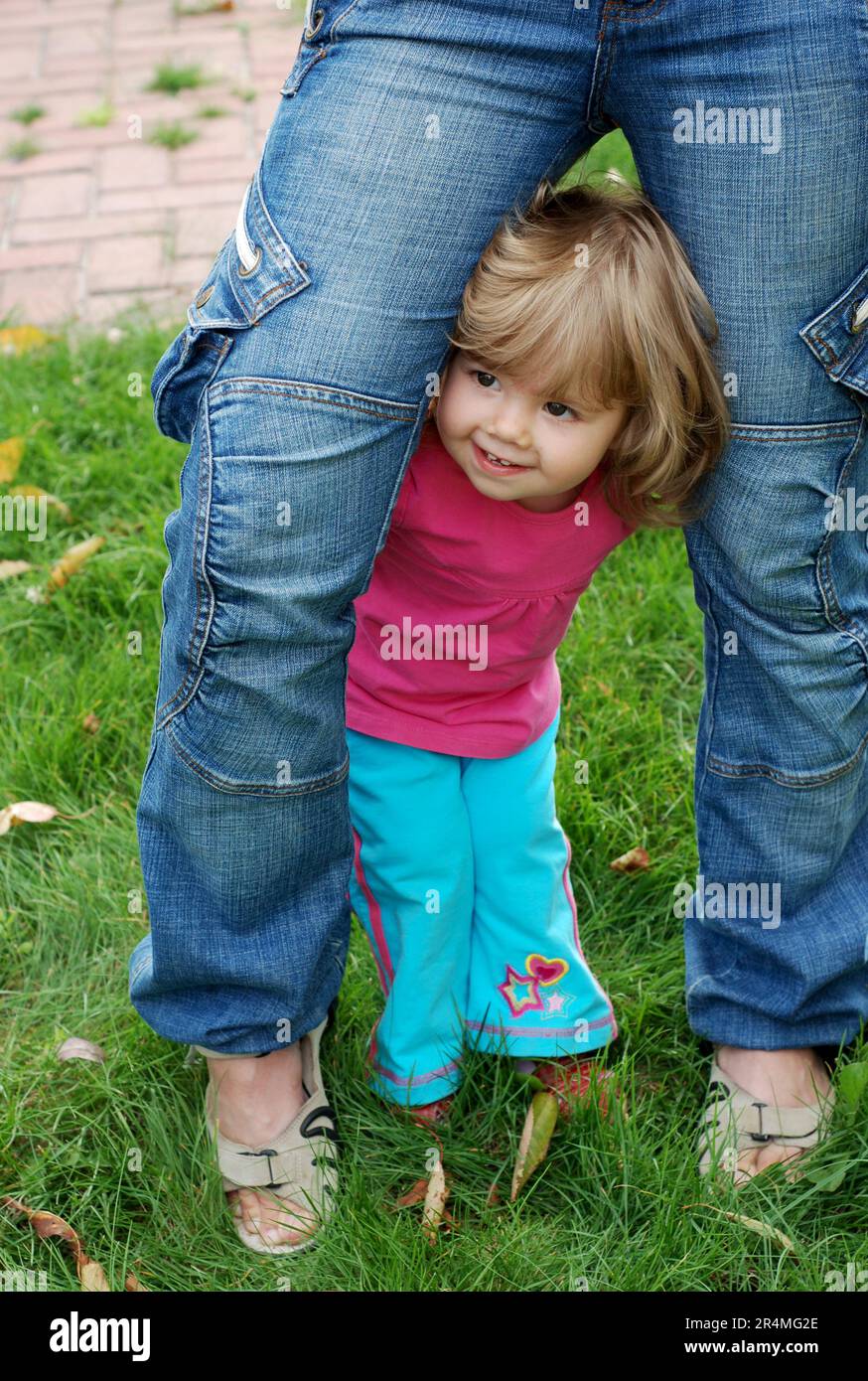 Childish shyness, timidity, insecurity. A defenseless child seeks ...