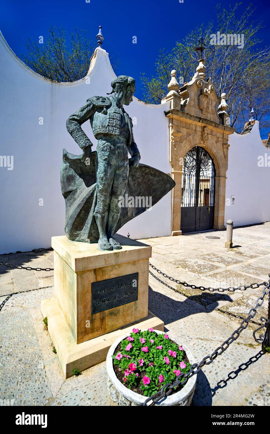 Andalusia Spain. Ronda. The Bullring (Plaza de Toros). The statue of ...