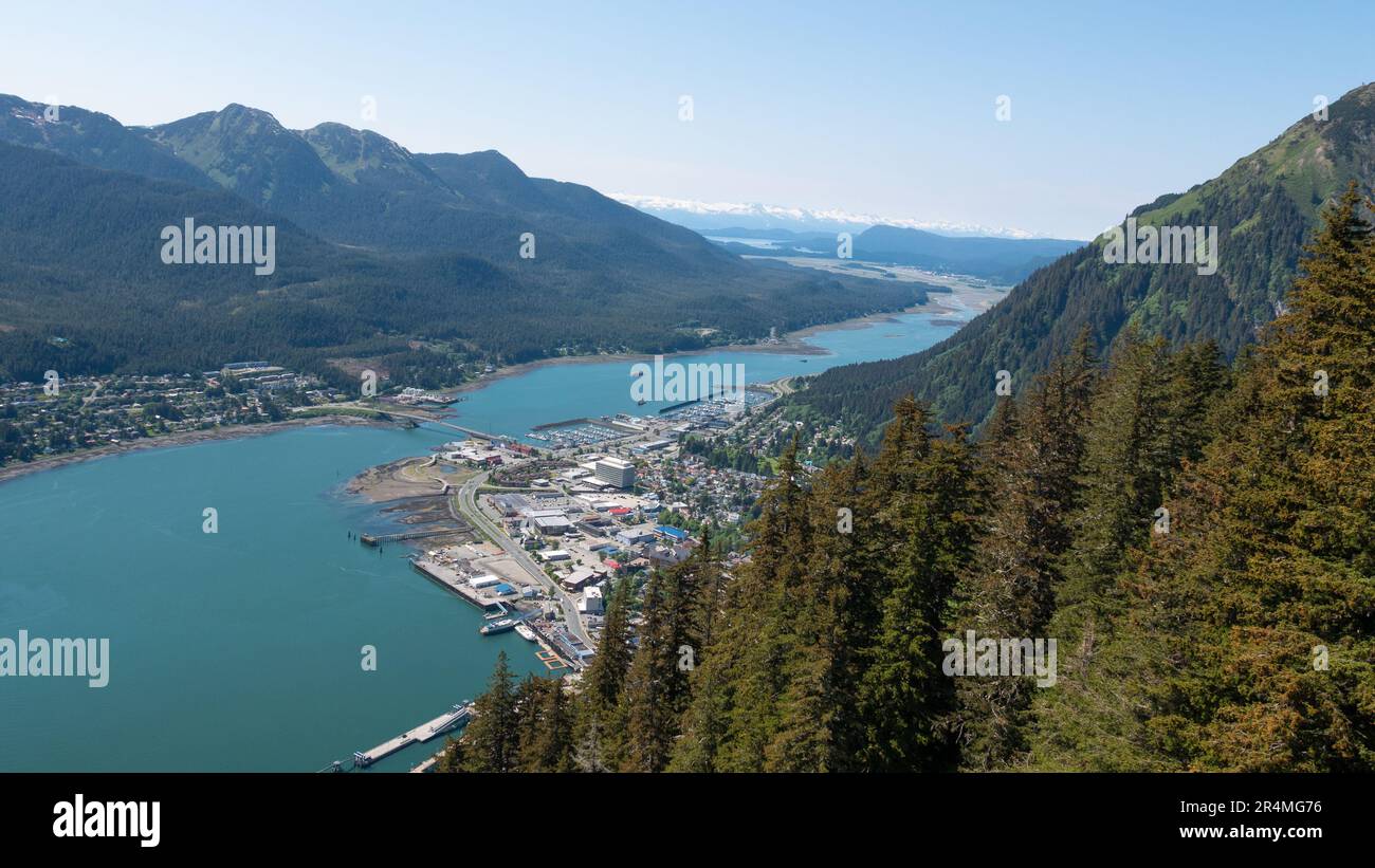 destination landscape in alaska bay. aerial photo of destination ...
