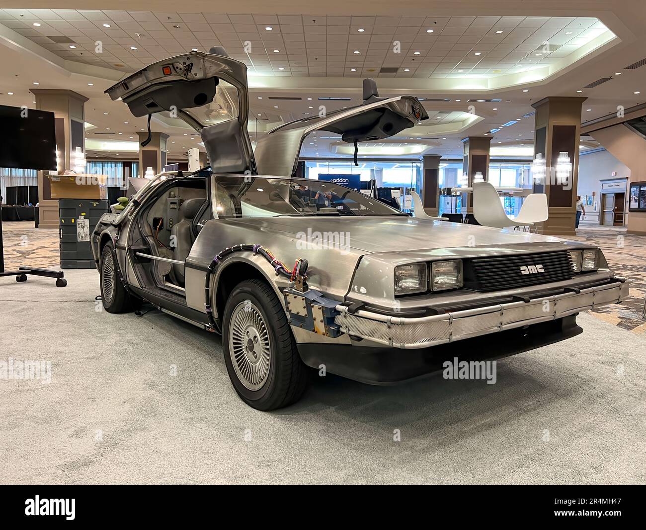 a futuristic gullwing door time travel car Stock Photo - Alamy