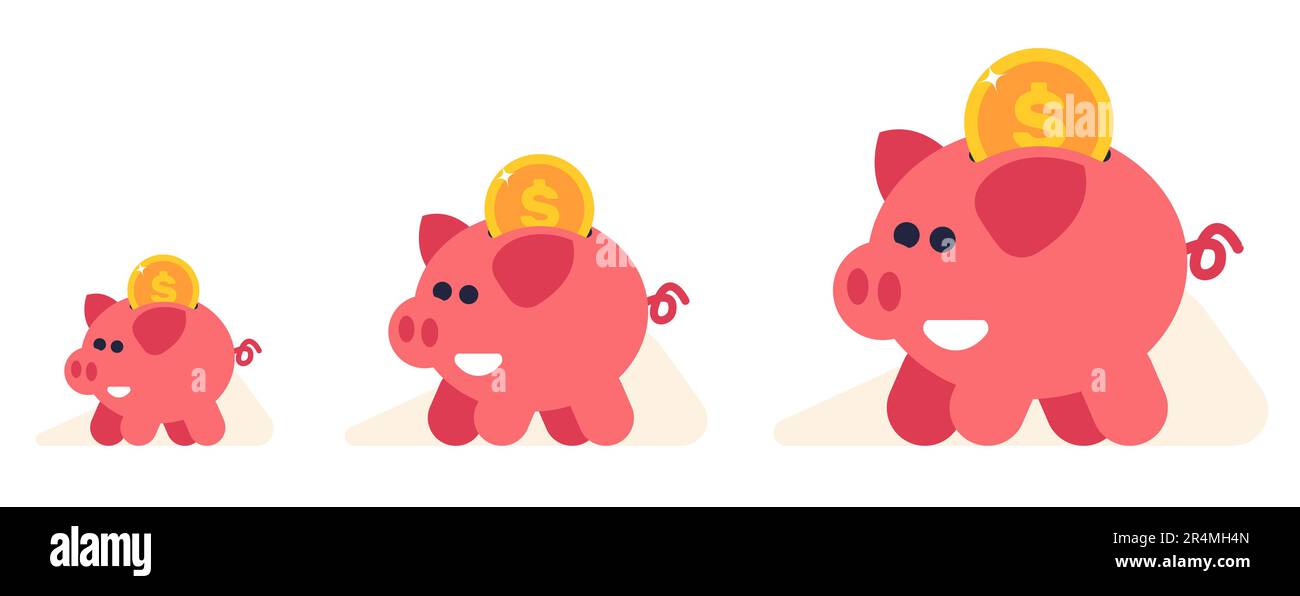 Growth of income. Piggy bank. Savings increase. Successful investment ...