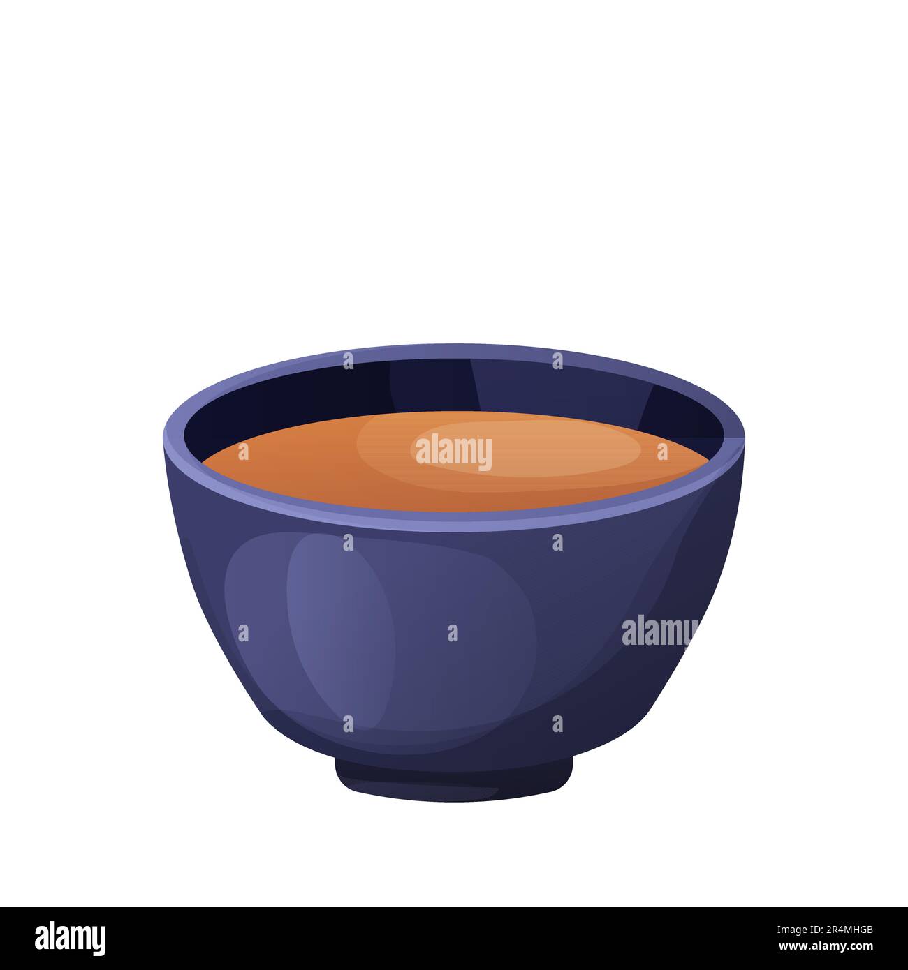 Teacup with tea traditional asian shape, ceramic in cartoon style ...