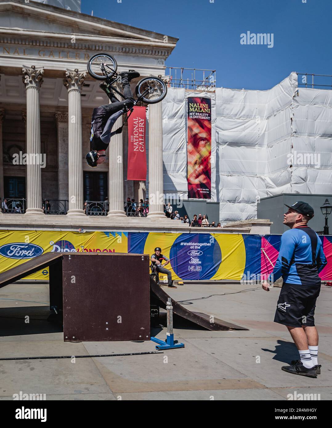 Bike tricks outside the National Portrait Gallery in London as ...