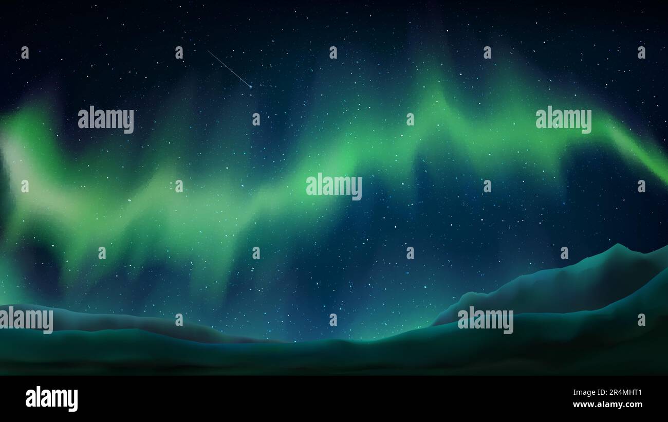 Northern lights. Aurora boreal. Stunning green northern lights on a ...