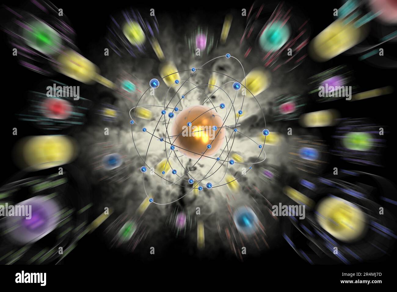 3D illustration. Abstract image. Space, atoms, planets, molecules ...