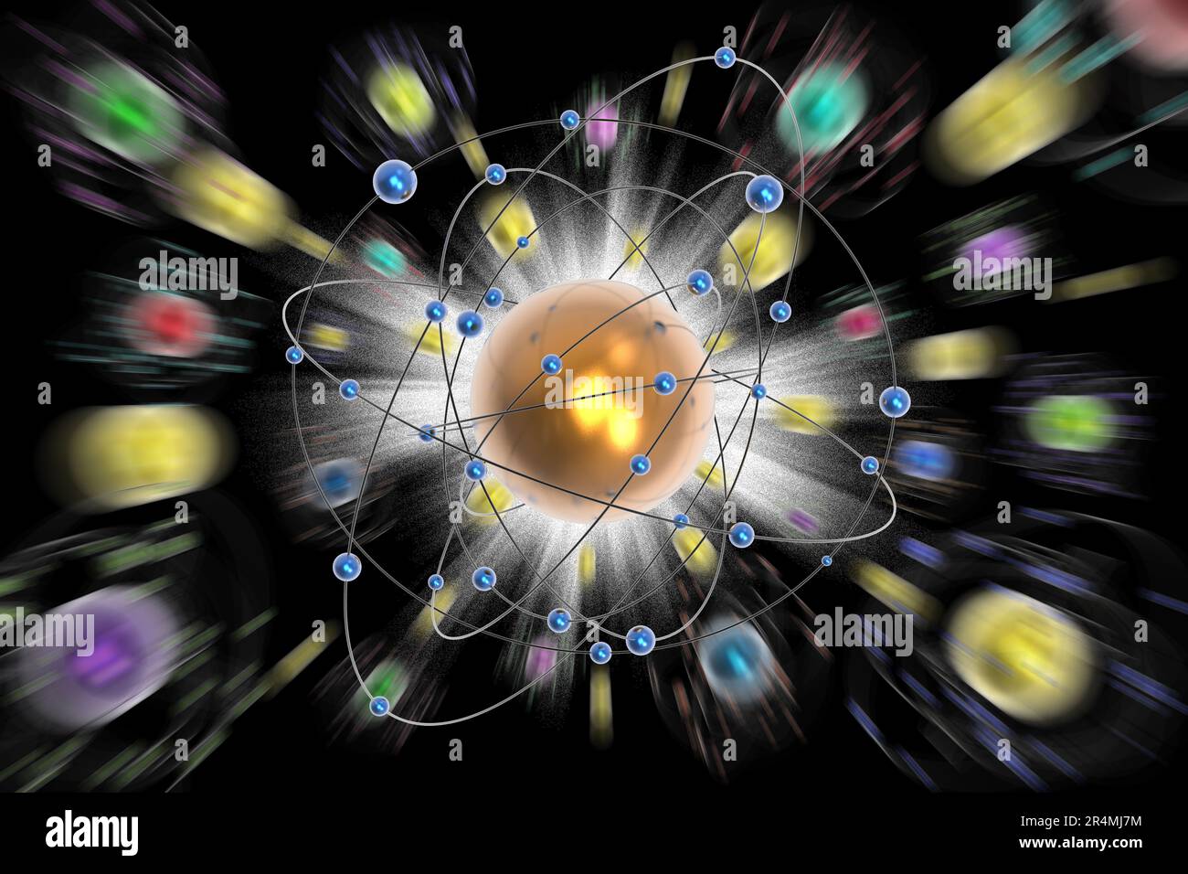 3D illustration. Abstract image. Space, atoms, planets, molecules ...