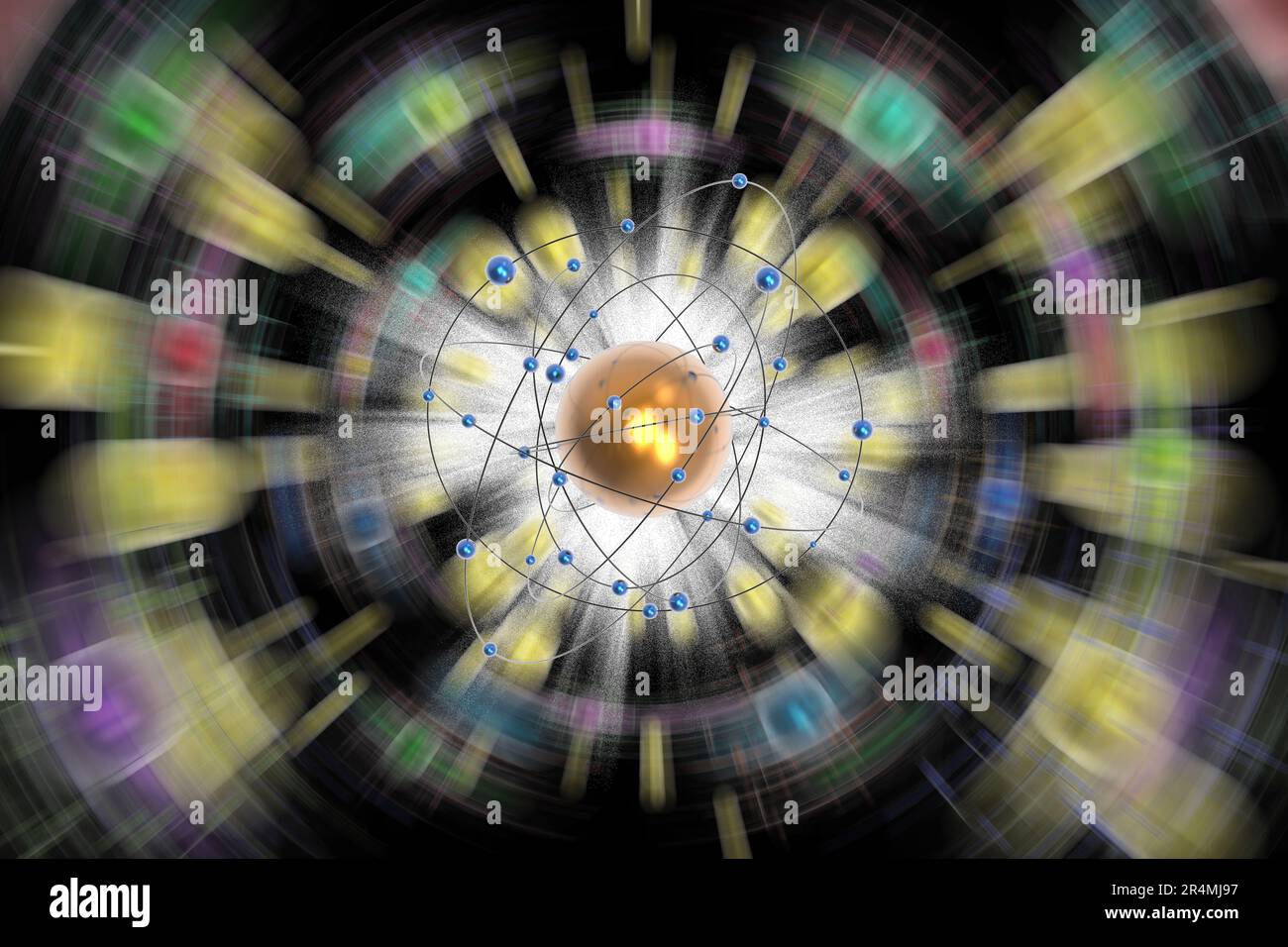 3D illustration. Abstract image. Space, atoms, planets, molecules ...