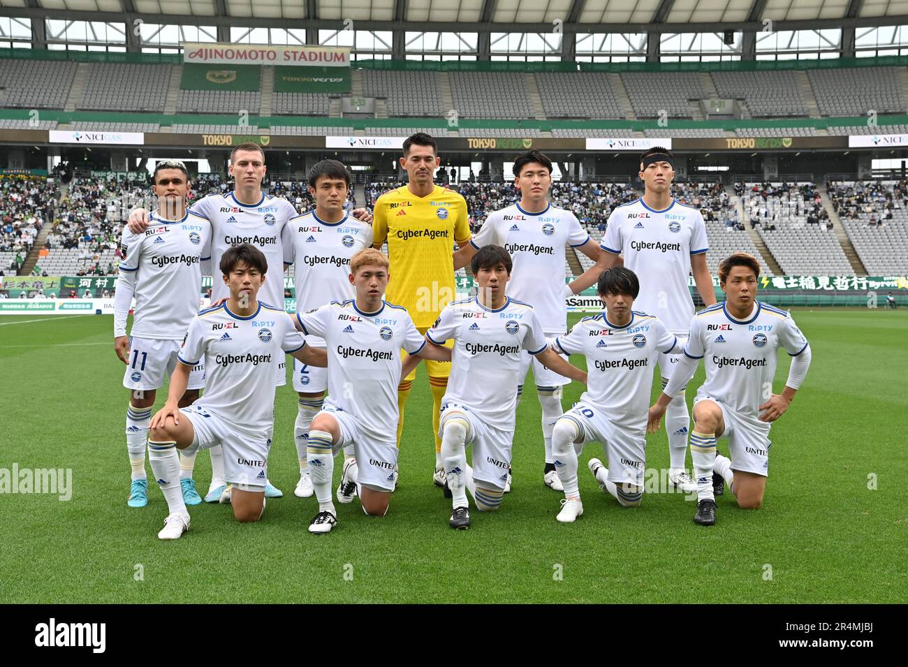 Tokyo, Japan. 13th May, 2023. FC Machida Zelvia team group line-up before the 2023 J2 League ...