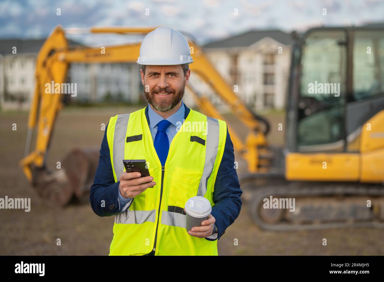 Supervisor in suit and helmet. Investor civil engineer, construction ...