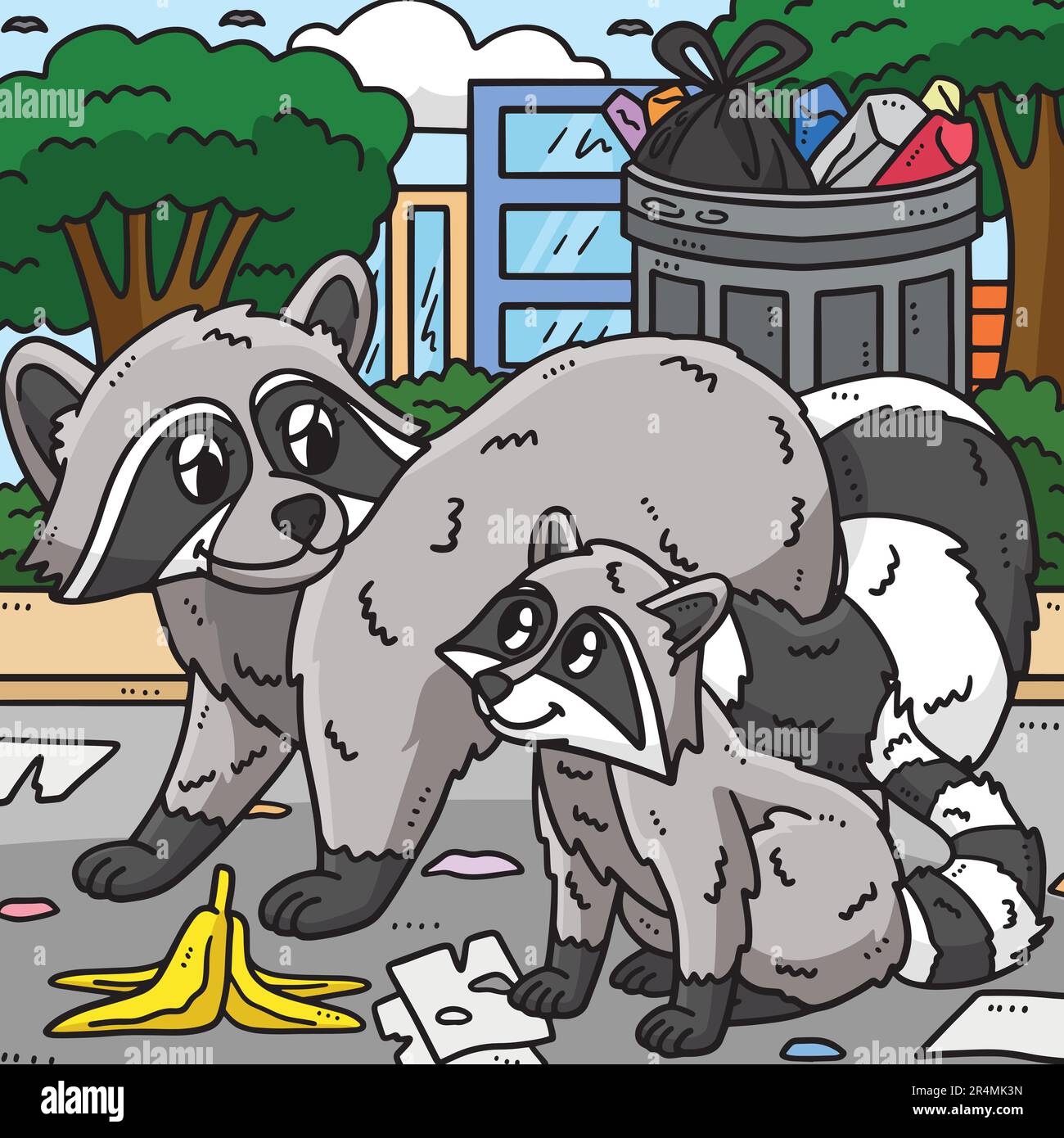 Mother Racoon Baby Racoon Colored Cartoon Stock Vector Image & Art - Alamy